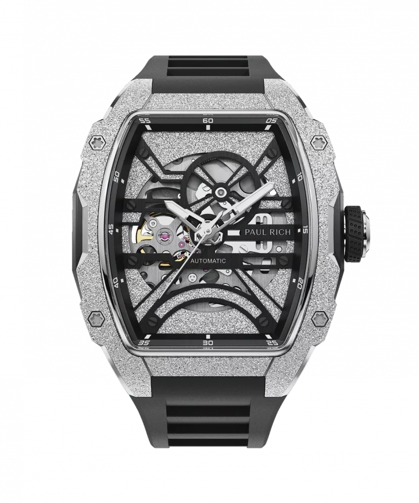 Men's silver Paul Rich Watch with a rubber band Frosted Astro Skeleton ...