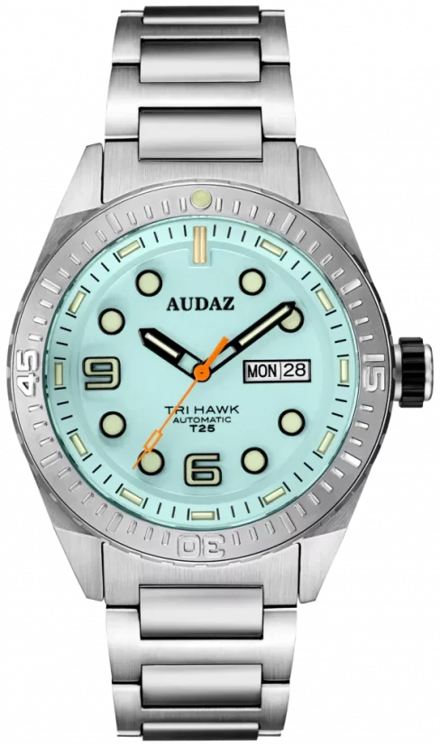 Men's silver Audaz watch with steel strap Tri Hawk ADZ-4010-02 ...