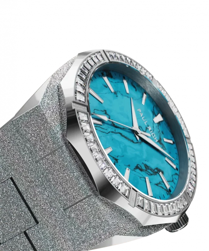 Men's silver Paul Rich watch with steel strap Frosted Star Dust Azure ...