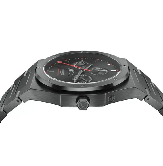 Men's black Valuchi watch with steel strap Lunar Calendar - Gunmetal ...