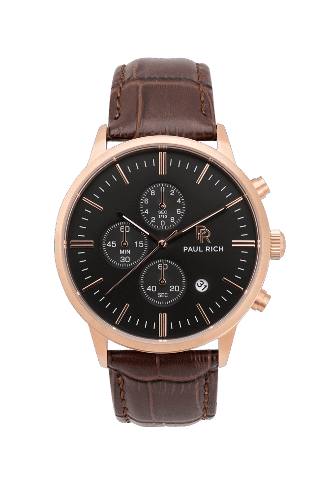 Men's gold watch Paul Rich with genuine leather strap Sheffield - Leather