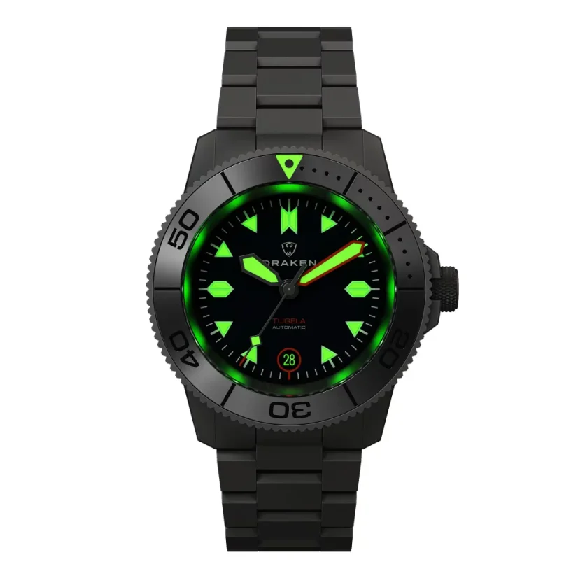 Men's silver Draken watch with steel strap Tugela – Steel Green 42MM
