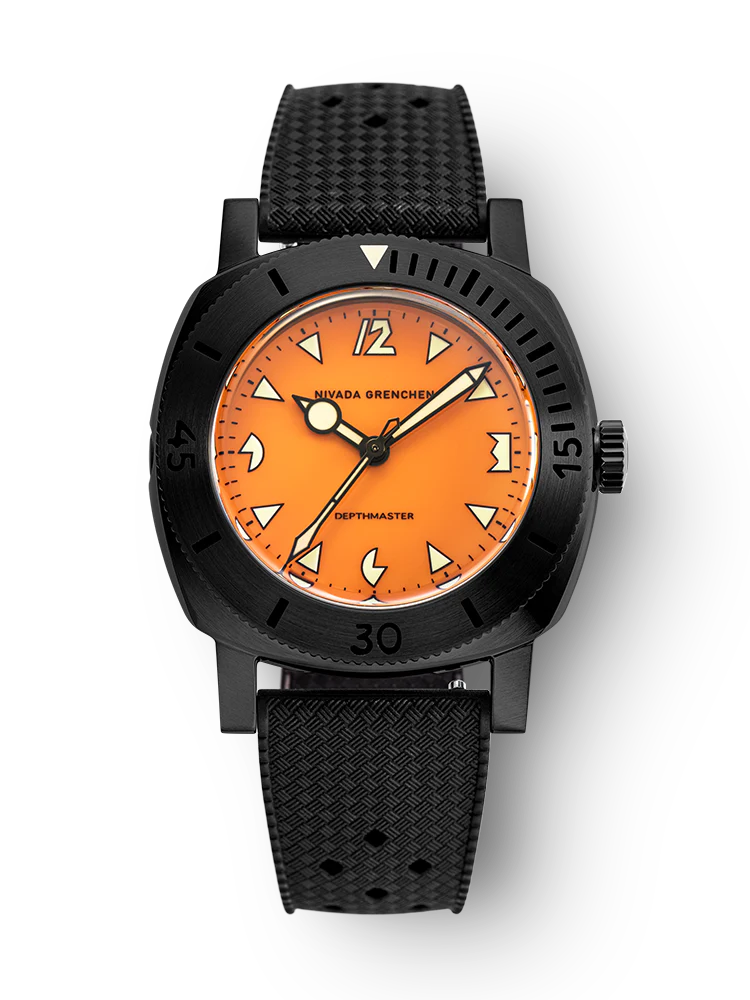Men's black Nivada Grenchen watch with rubber strap Depthmaster Black ...