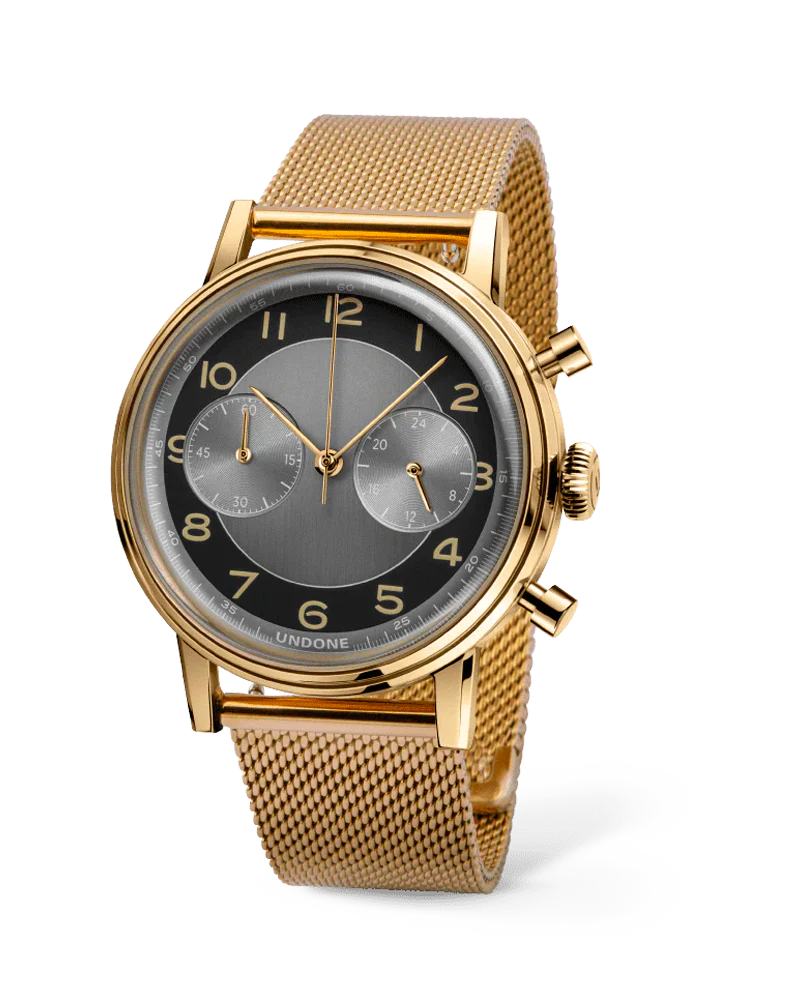 Men's silver Undone Watch with steel strap Vintage Tuxedo Gold 40MM