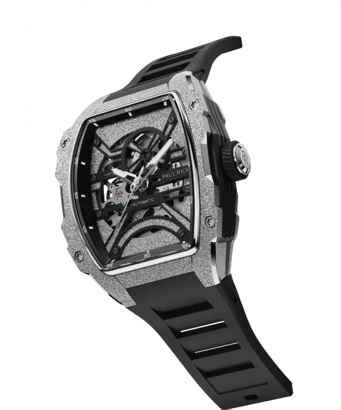 Men's silver Paul Rich Watch with a rubber band Frosted Astro Skeleton ...