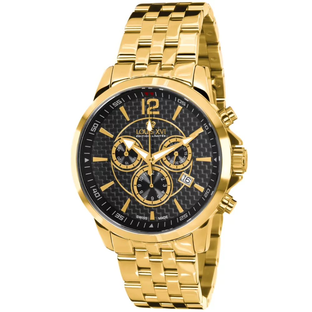 Men's gold Louis XVI watch with steel strap Athos 800 - Gold 43MM