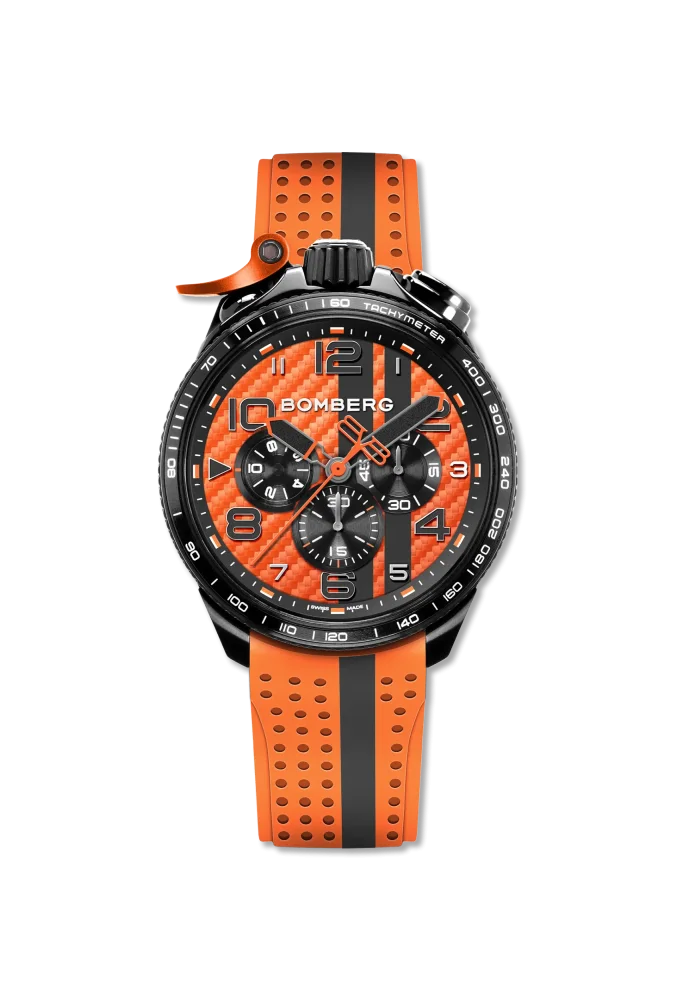 Reloj Bomberg Watches negro con banda elástica RACING CARBON OG 45MM