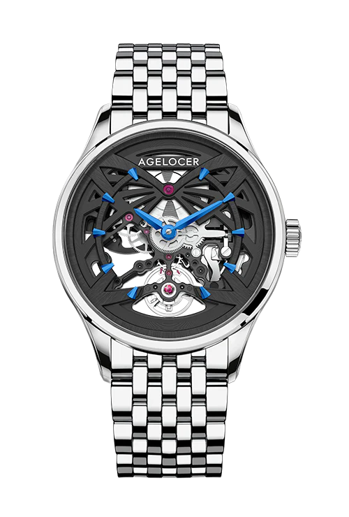 Men's silver Agelocer Watch with steel Schwarzwald II Series Silver ...