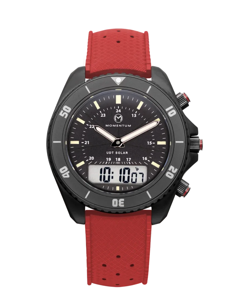 Men's black Momentum Watch with rubber strap UDT Black-Ion - Red Tropic ...