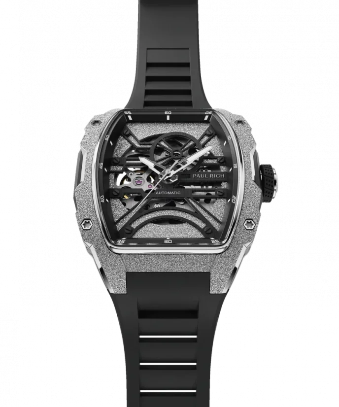Men's silver Paul Rich Watch with a rubber band Frosted Astro Skeleton ...