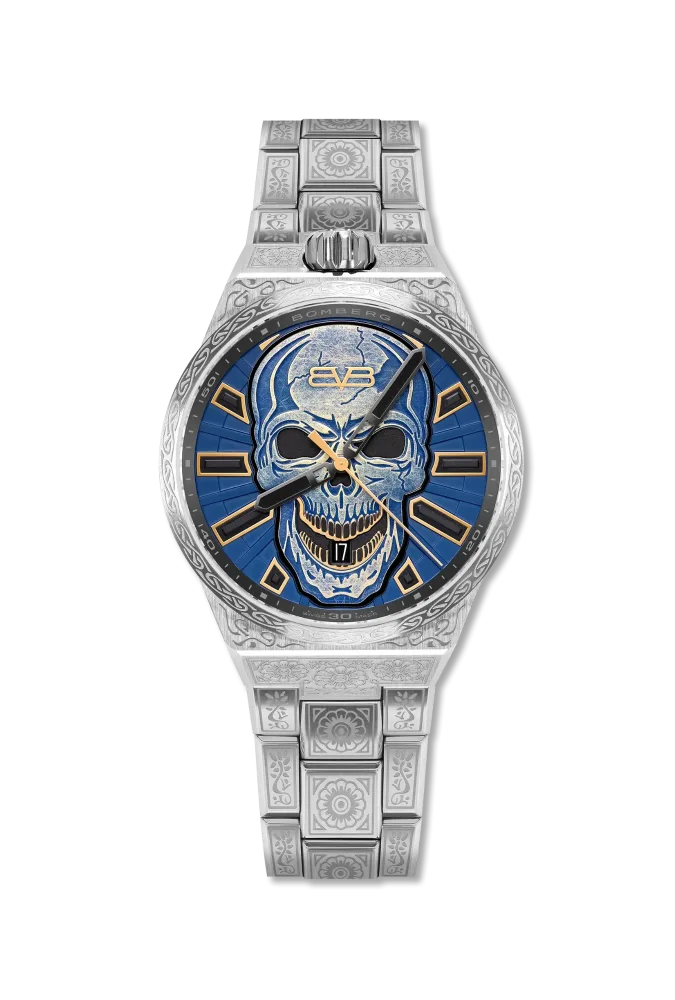 Reloj Bomberg Watches plata con correa de acero ICONIC BLUE 43MM Automatic