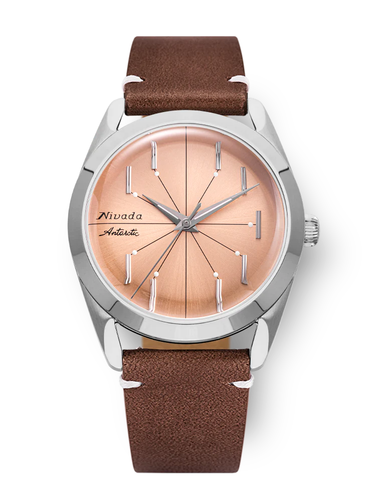 Men's silver Nivada Grenchen watch with leather strap Antarctic Spider ...