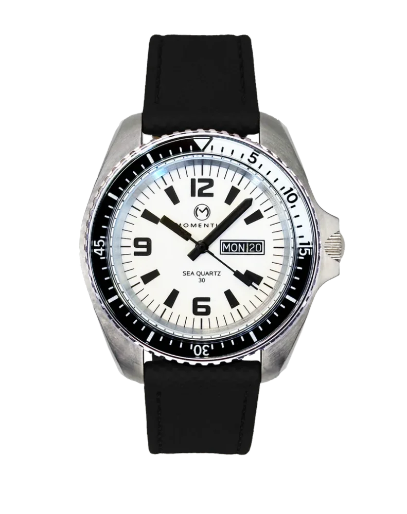 Men's silver Momentum Watch with rubber strap Sea Quartz "Orca" Full ...