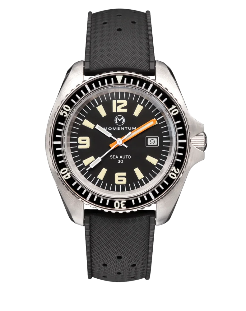 Men's silver Momentum Watch with rubber strap Sea Auto 30 Black Tropic ...