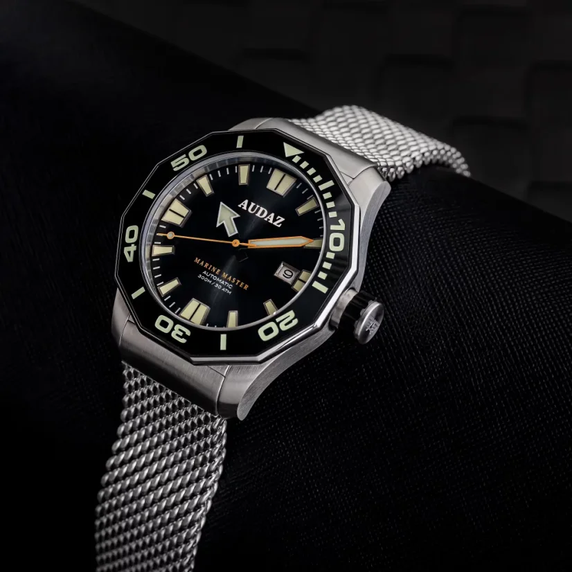 Men's silver Audaz watch with steel strap Marine Master ADZ-3000-01 ...